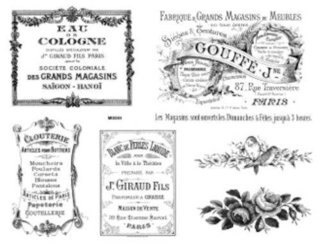 Vintage Image French Advertising Labels Furniture Transfers Waterslide ...