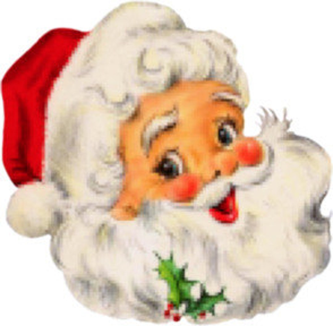 Vintage Image Retro Christmas Santa Head Clipart Digital Download ...