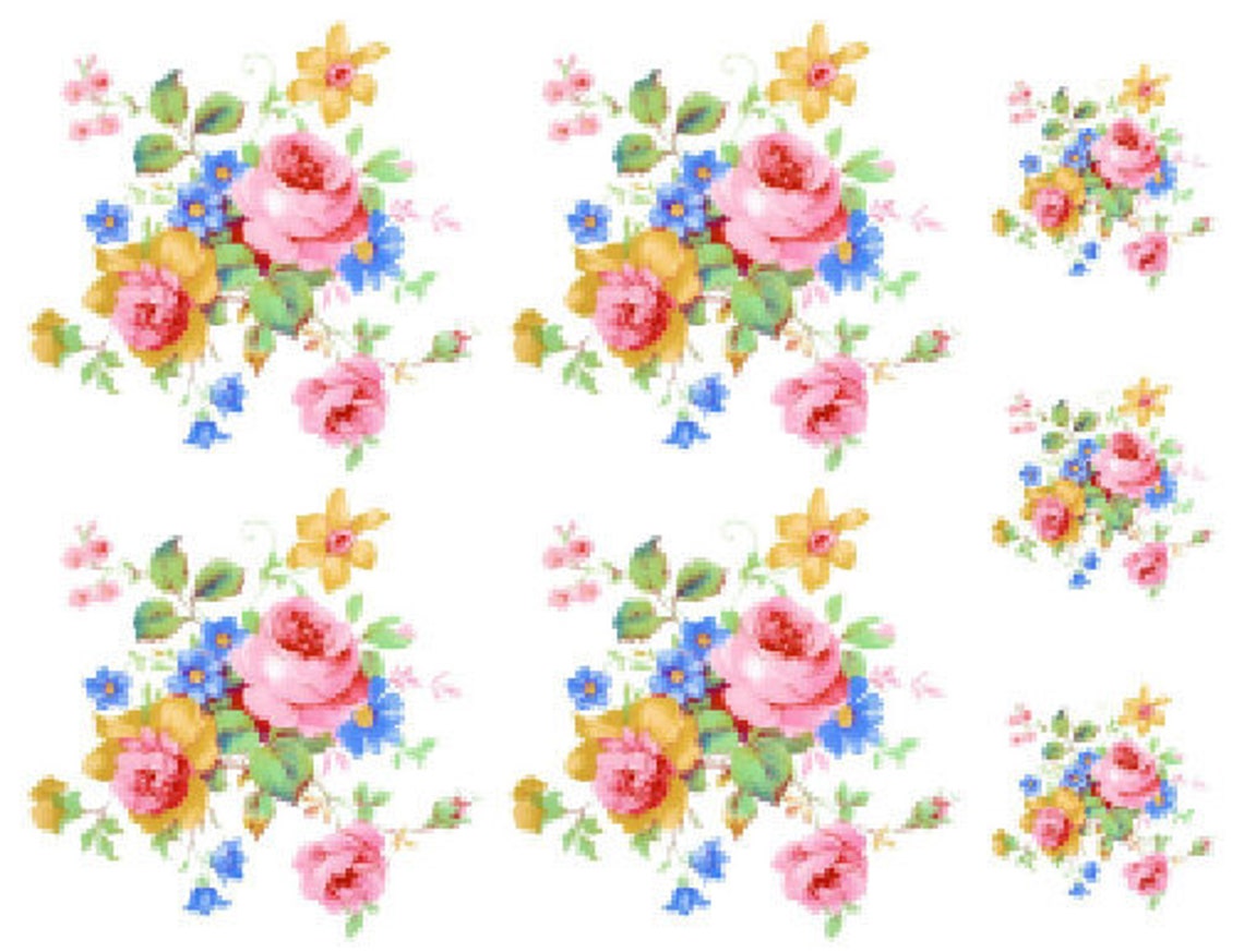 Vintage Image Shabby Pink Rose Floral Bouquet Transfers - Etsy