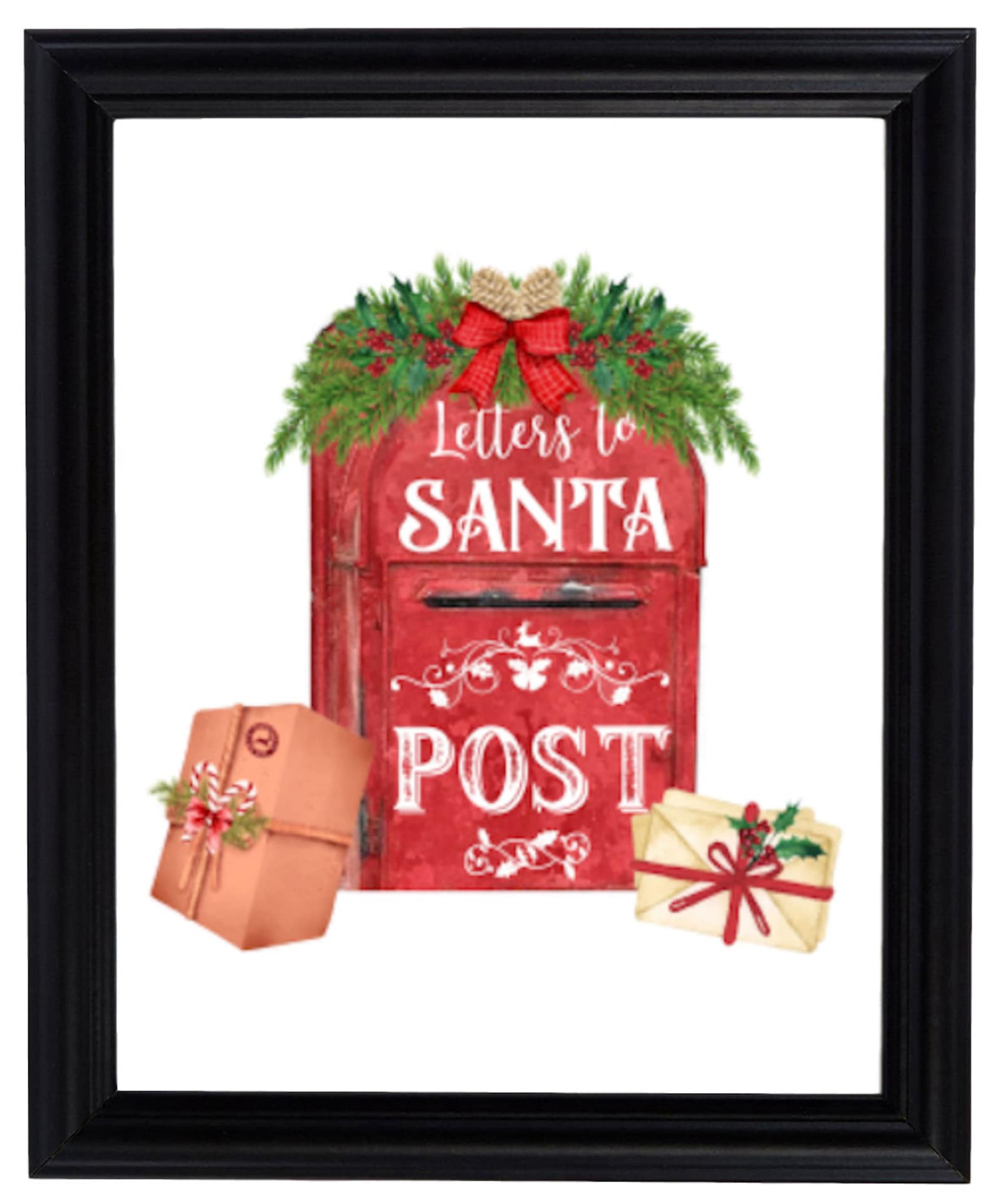 Vintage Grunge Christmas Letters To Santa Post Box Digital | Etsy