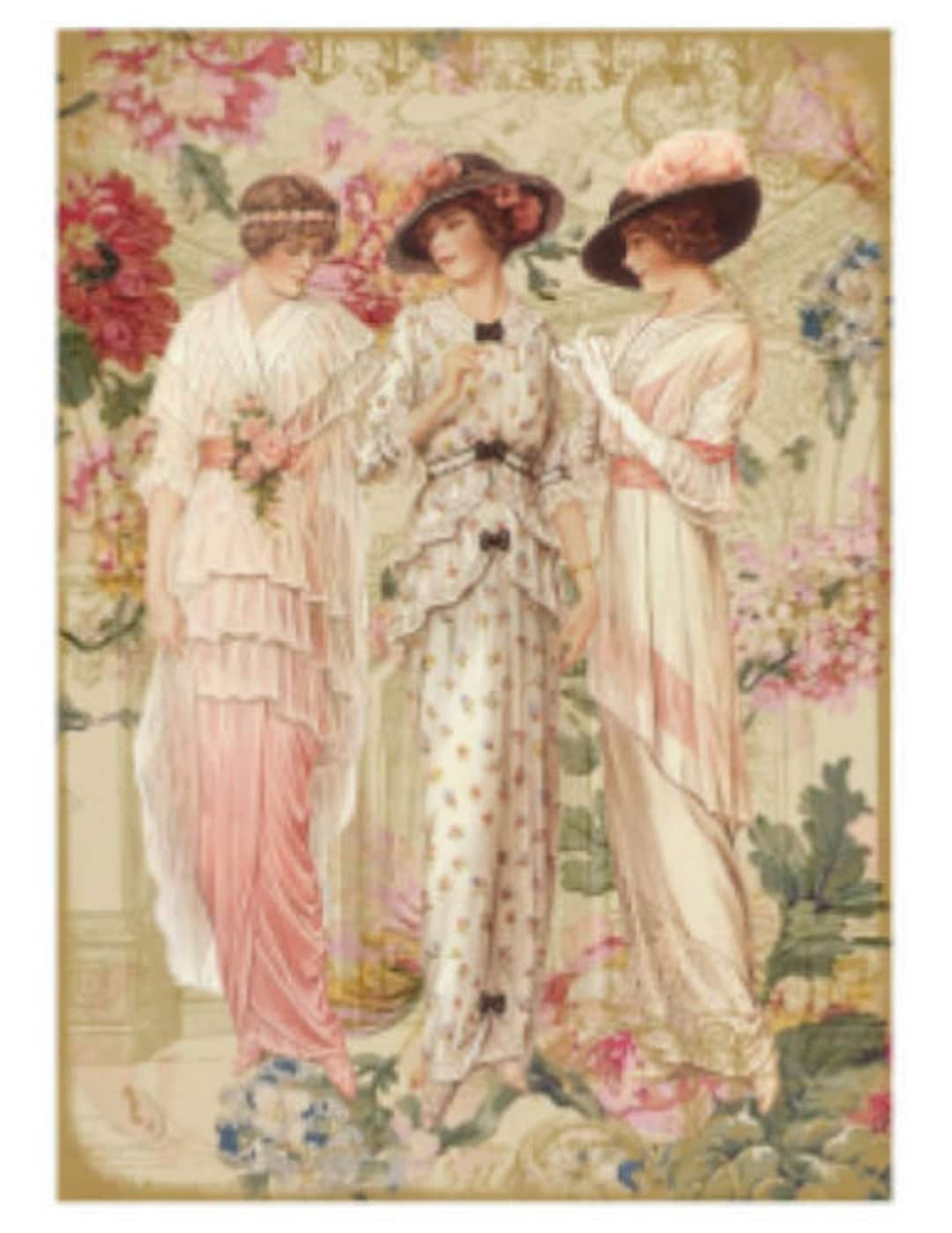 Vintage Image Victorian Women Ladies in Fashion Furniture Transfers ...