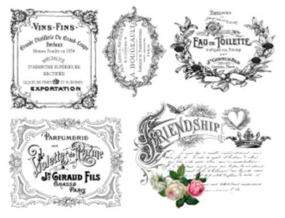 Vintage Images French Advertising Labels Furniture Transfers Waterslide ...