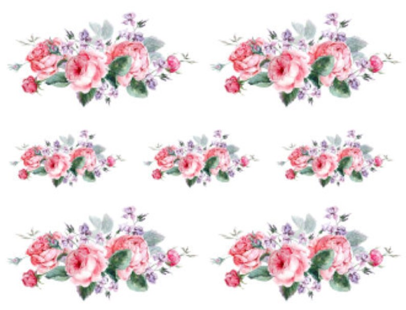 Shabby Pastel Watercolor Cabbage Pink Roses Flowers Swag - Etsy