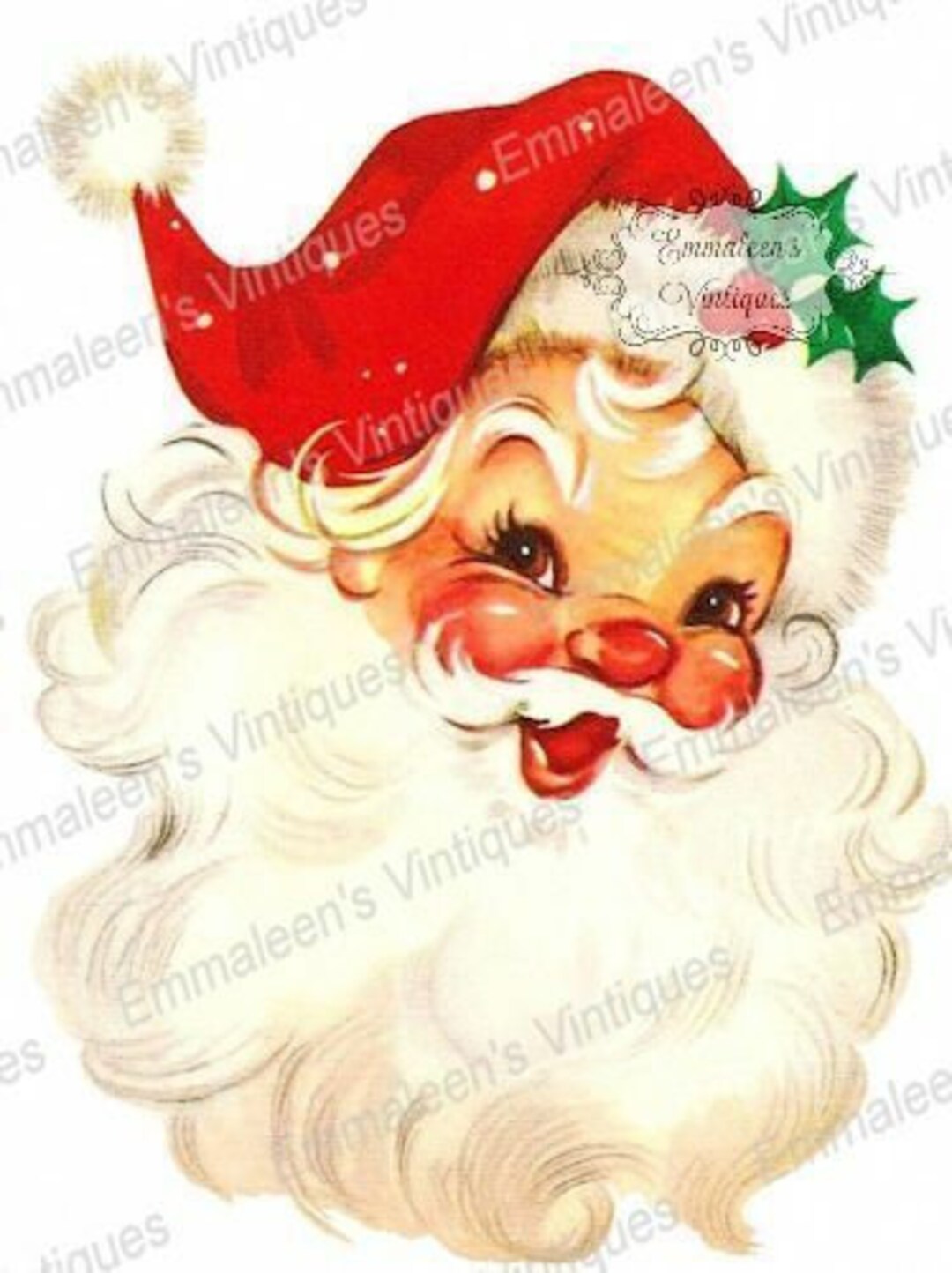 Vintage Image Retro Christmas Santa Claus Head Waterslide Decals CHR201 ...