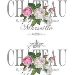Vintage Image French Paris Chateau Sign Shabby Roses Transfers ...