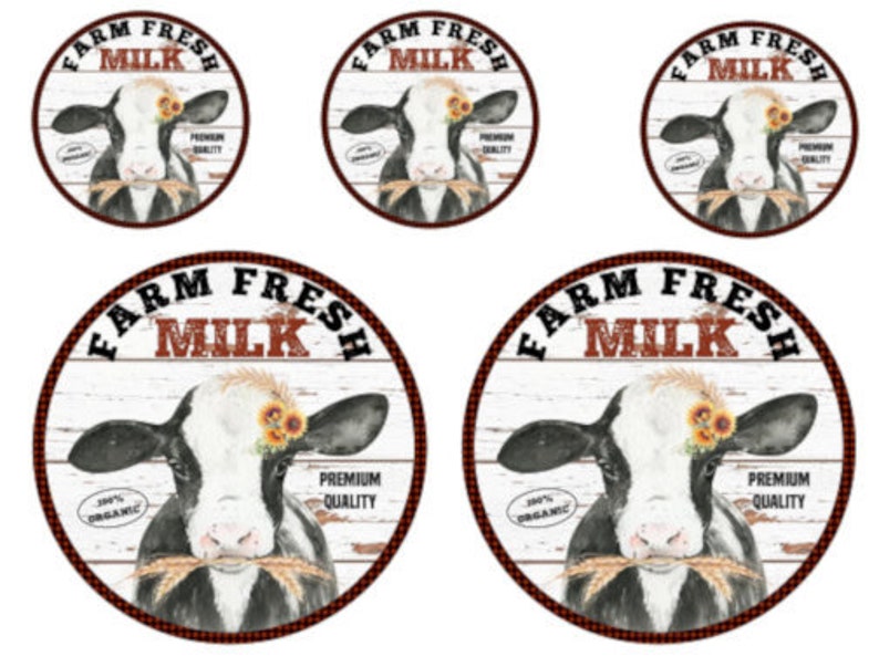 Vintage Image Farm Fresh Milk Cow Dairy Labels Transfers | Etsy