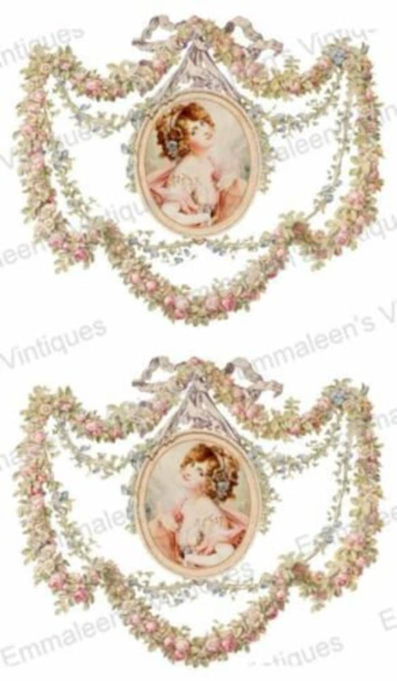 Vintage Image Shabby Framed Victorian Pink Roses Woman - Etsy