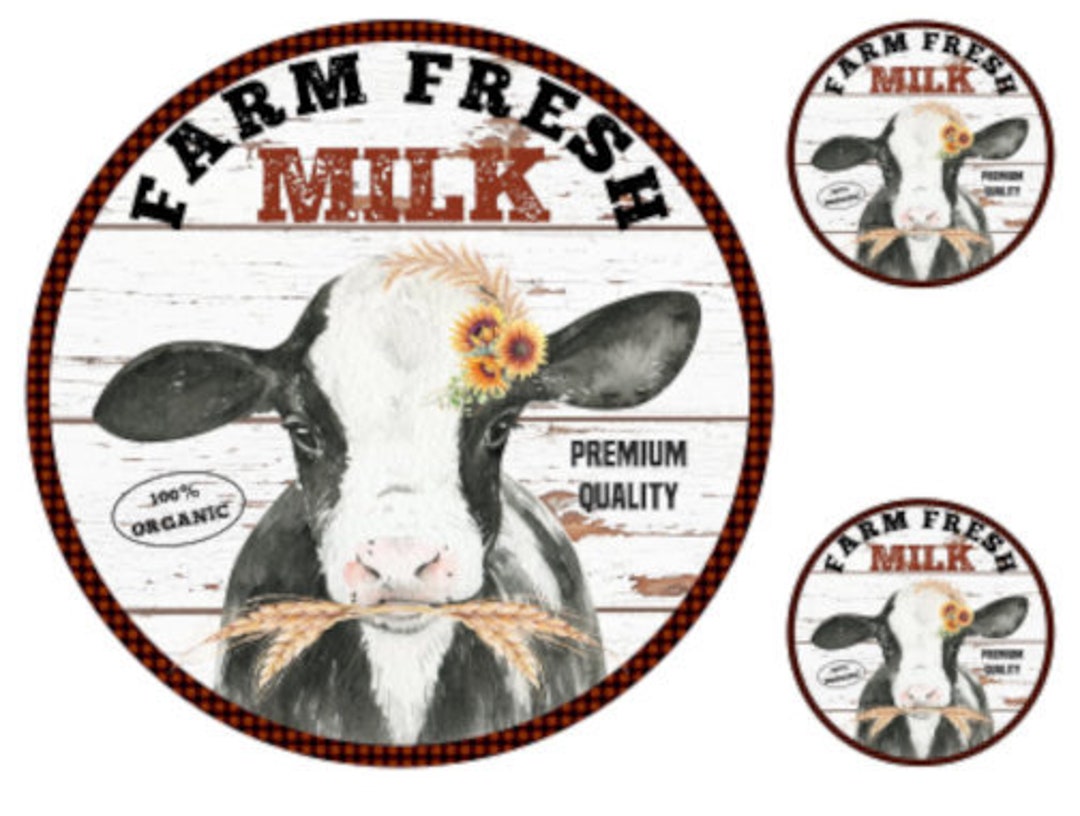 Vintage Image Farm Fresh Milk Cow Dairy Labels Transfers Waterslide ...