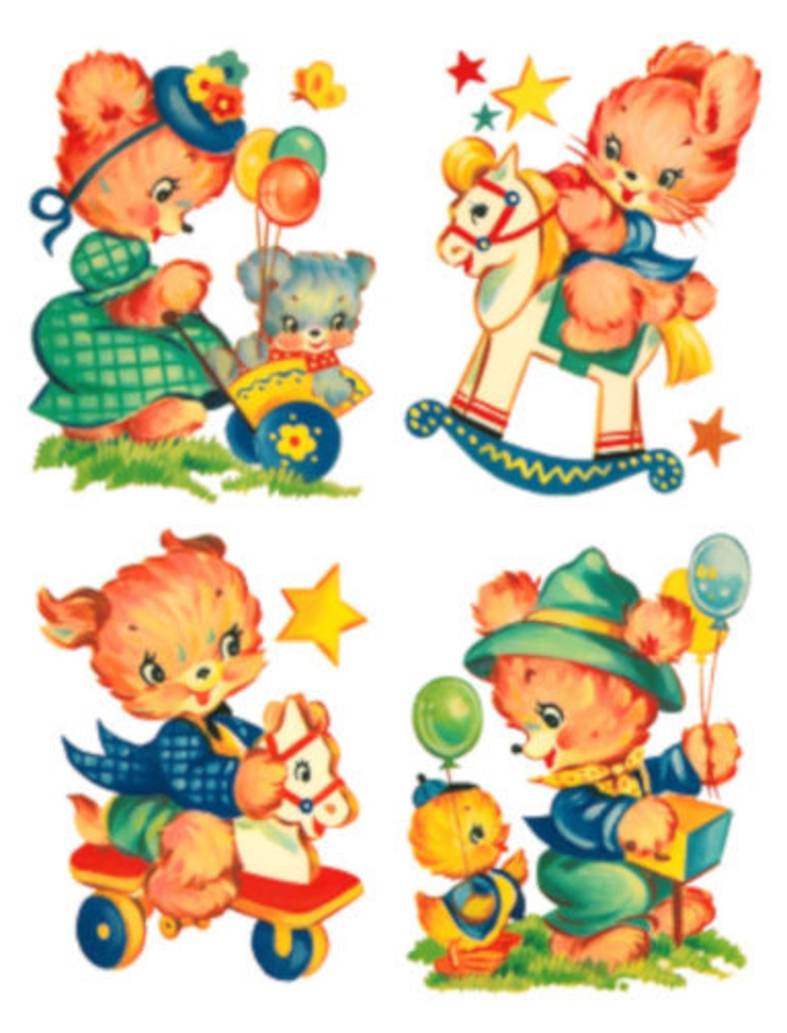 Vintage Image Shabby Nursery Bunny Bunnies Bear Animals - Etsy