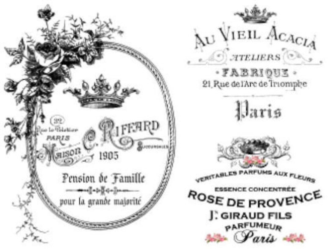 Vintage Image French Advertising Labels Furniture Transfers Waterslide ...