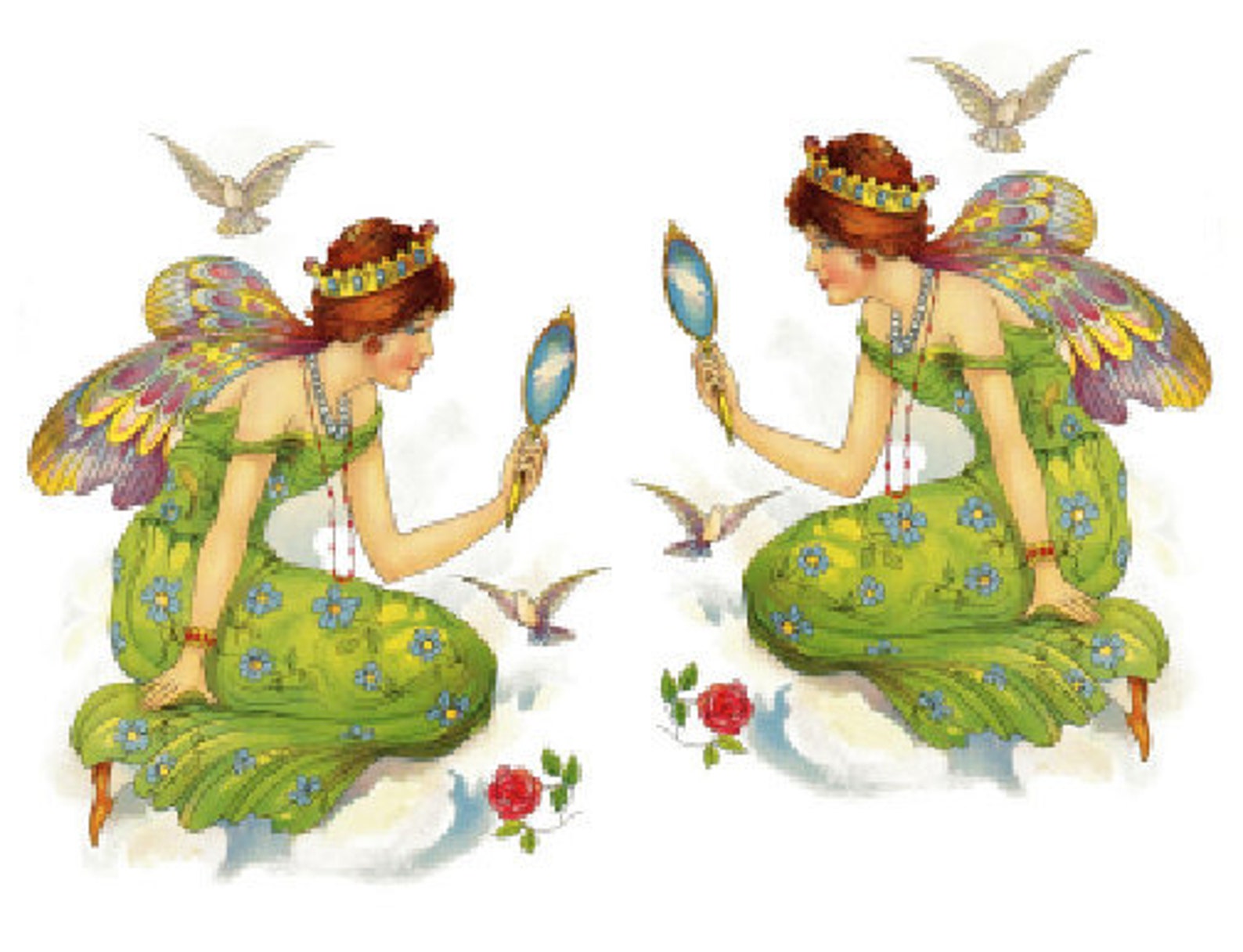 Vintage Image Art Deco Princess Fairy Furniture Transfers Waterslide ...