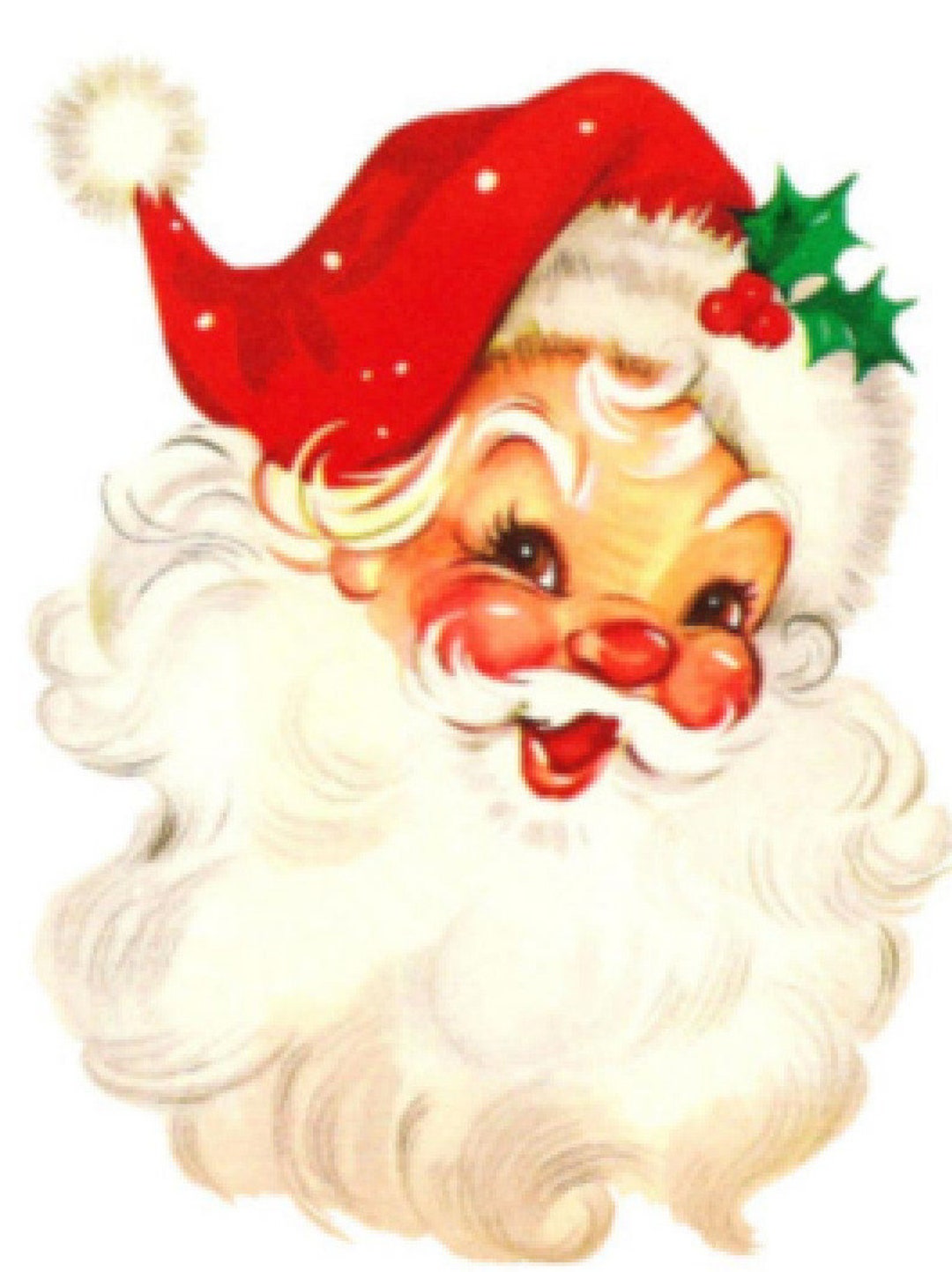 Vintage Image Shabby Retro Red Cap Hat Santa Head Christmas Digital ...