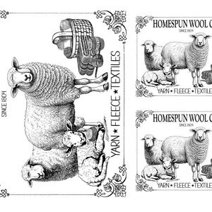 Vintage Image Advertising Labels Furniture Transfers Homespun Wool ...