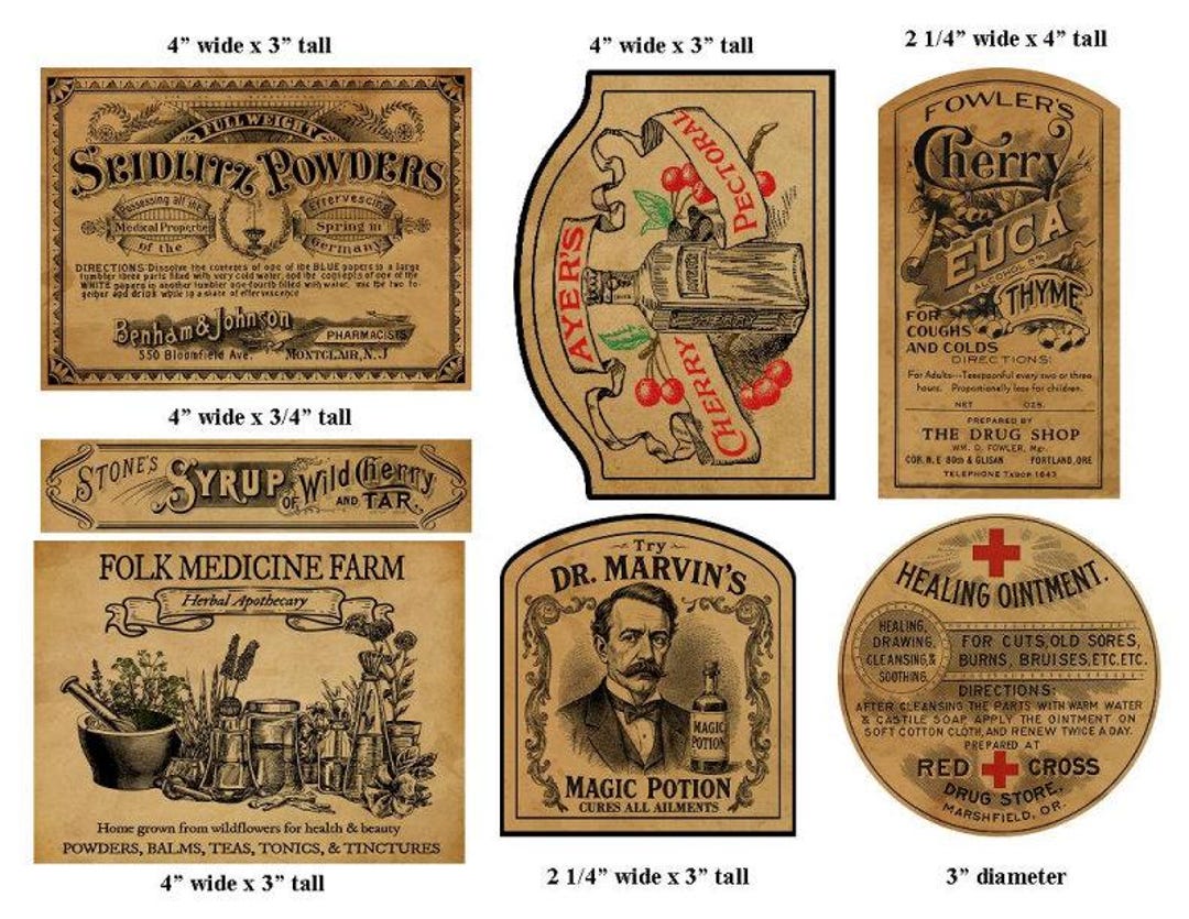 Vintage Grunge Background Farmhouse Apothecary, Medical, Labels for ...