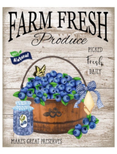 Vintage Grunge Wood Rustic Farmhouse Fresh Blueberries | Etsy