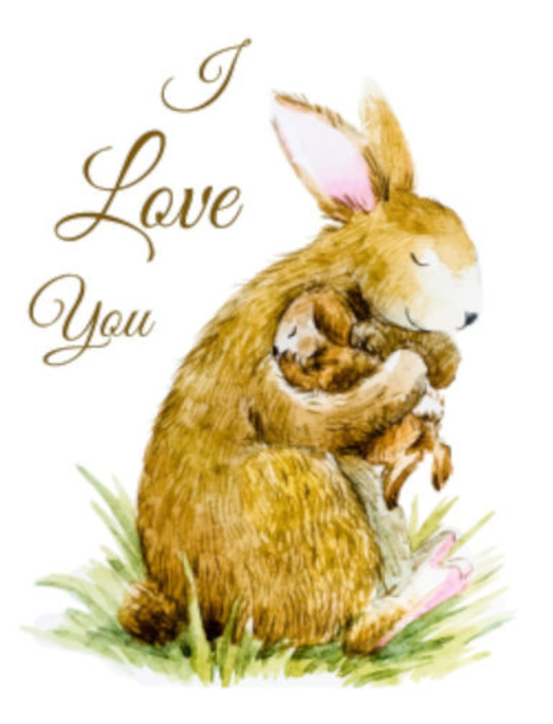 Vintage-like I Love You Mother Baby Bunny Bunnies Transfers Waterslide ...