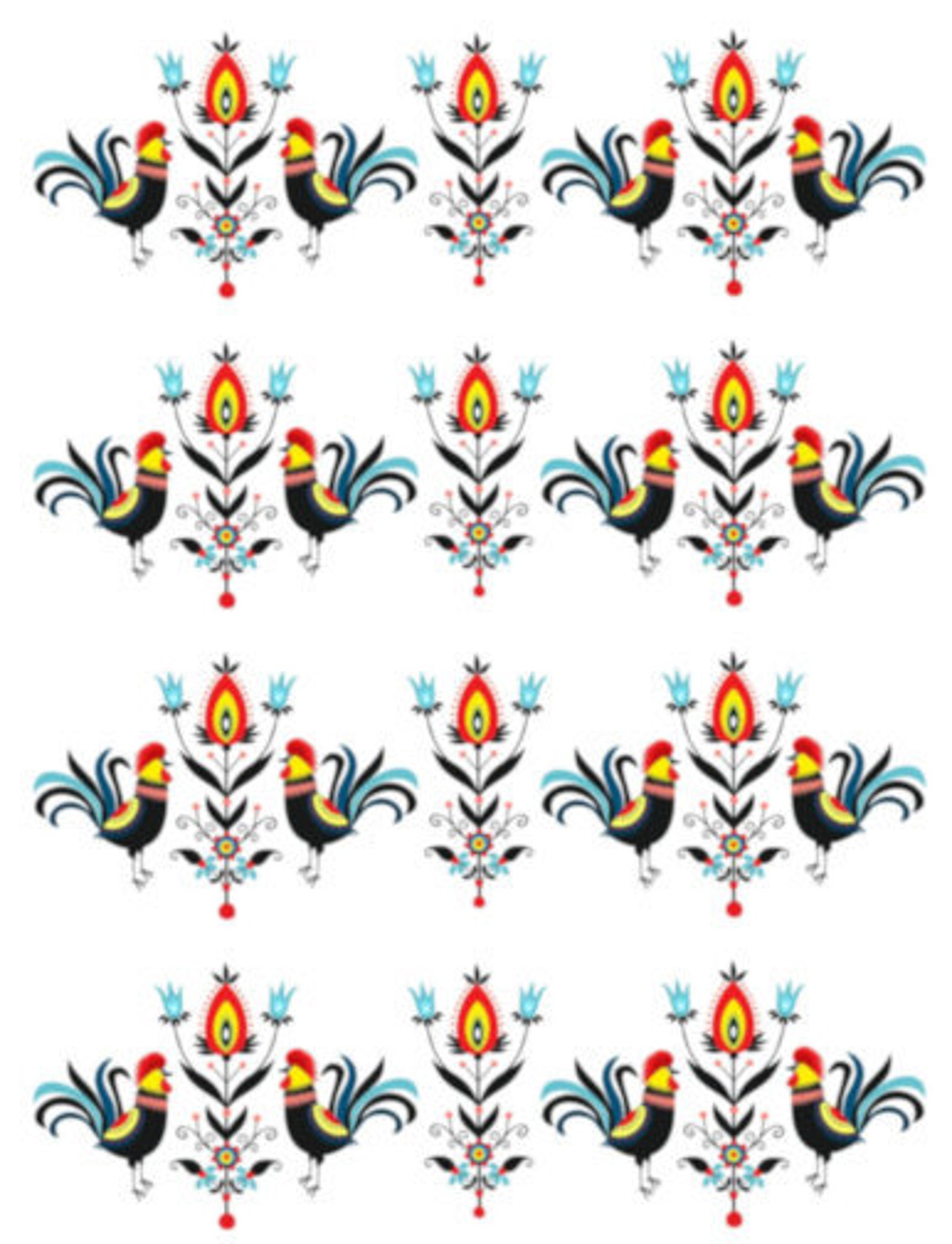 Retro Image Kitchen Rooster Folk Art Animals Furniture | Etsy