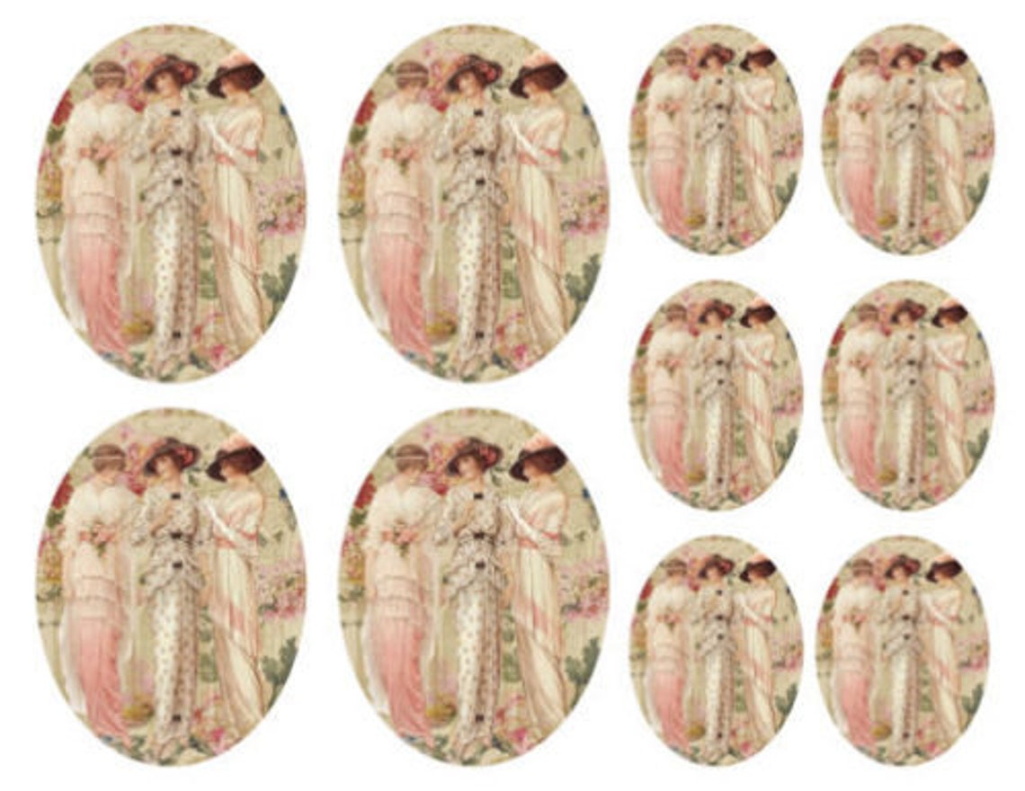 Vintage Image Victorian Women Ladies in Fashion Furniture Transfers ...