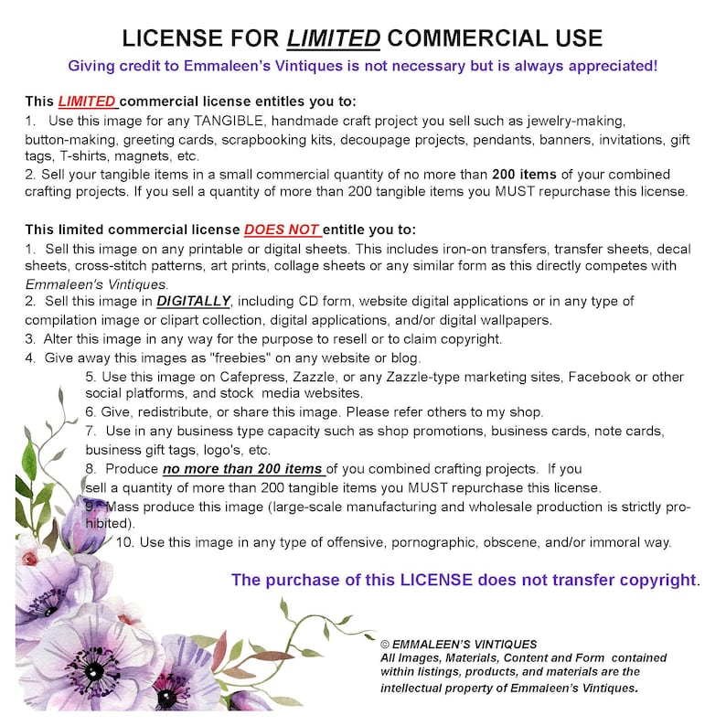 LIMITED Commercial Use License for Tangible Goods - for ONE Digital ...