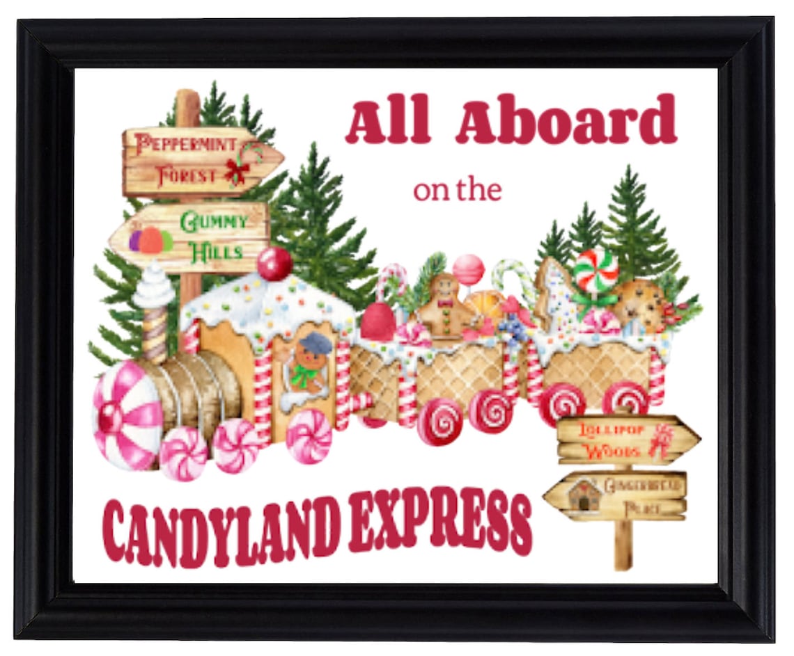 Vintage Grunge on Wood Christmas Candyland Express Train - Etsy