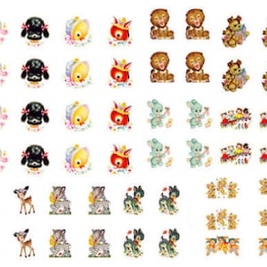 Vintage Image Retro Animals Nursery Decals Dollhouse - Etsy