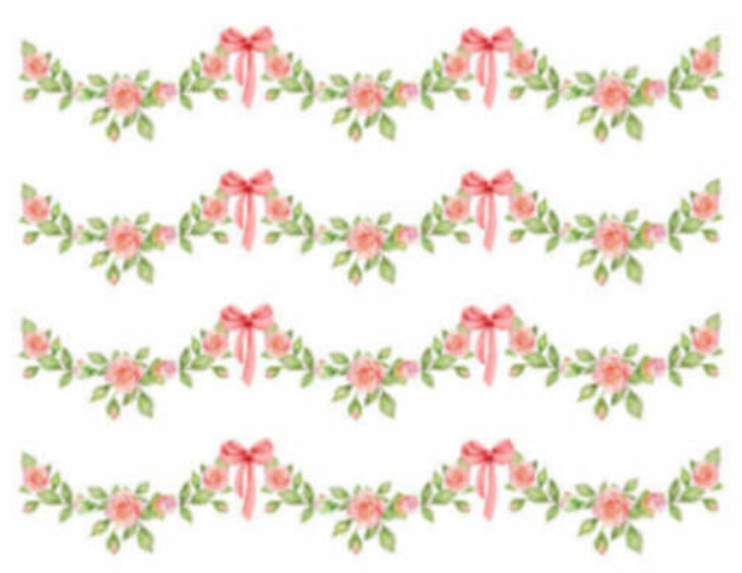 Handpainted Soft Pink Rose Swag With Bows Shabby Transfers Waterslide ...