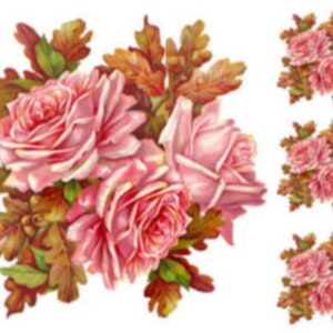 Vintage Image Shabby Autumn Leaves Acorns Pink Roses Furniture ...