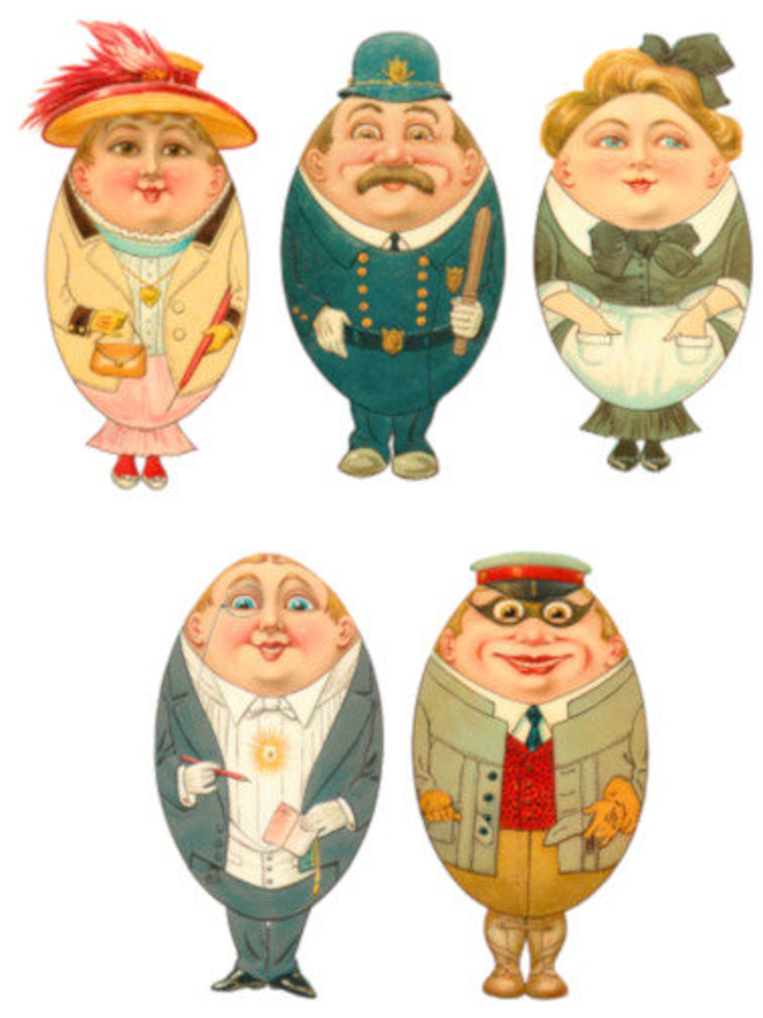 5 Vintage Shabby Egg People Retro Easter Digital Download Images ...
