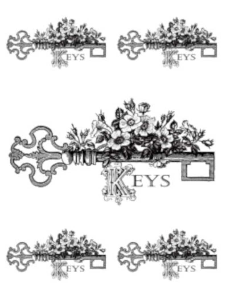 Vintage Image Skeleton Key Wild Roses Furniture Transfers | Etsy