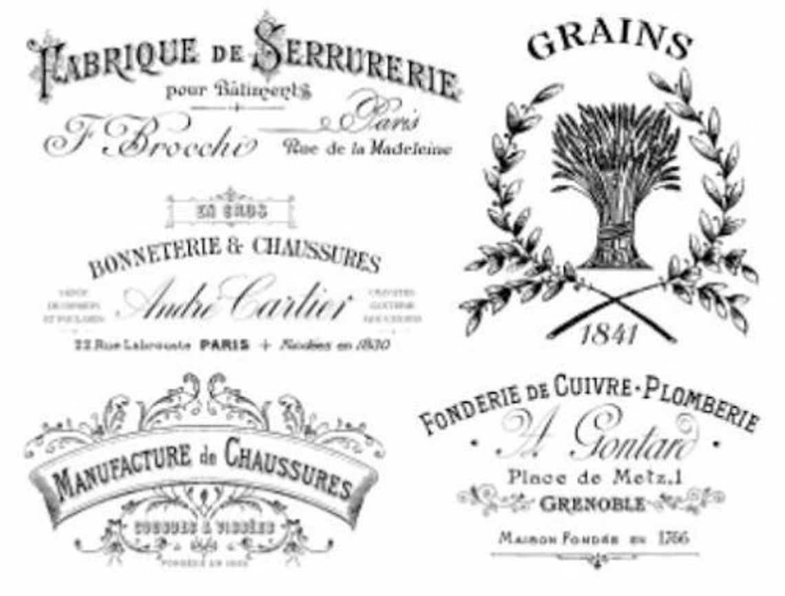 Vintage Image French Advertising Labels Furniture Transfers Waterslide ...