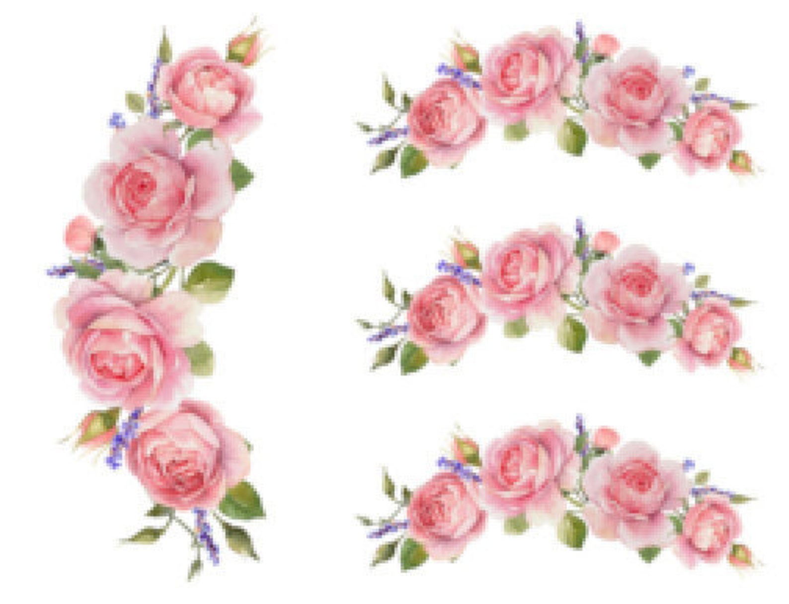 Shabby Pink Roses Swags Flowers Furniture Transfers Waterslide Decals ...
