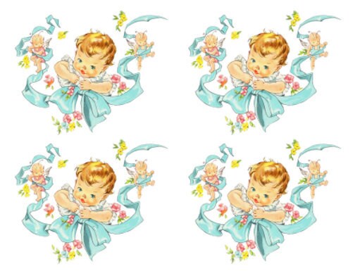 Vintage Image Retro Baby And Ribbon With Angels Nursery | Etsy