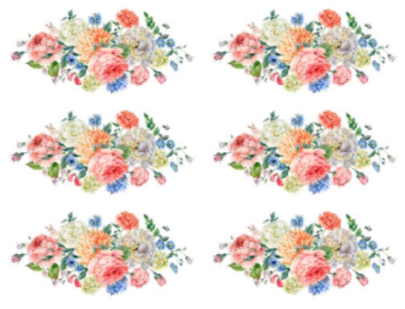 Shabby Pastel Watercolor Roses Flowers Swag Bouquet Waterslide Decals ...