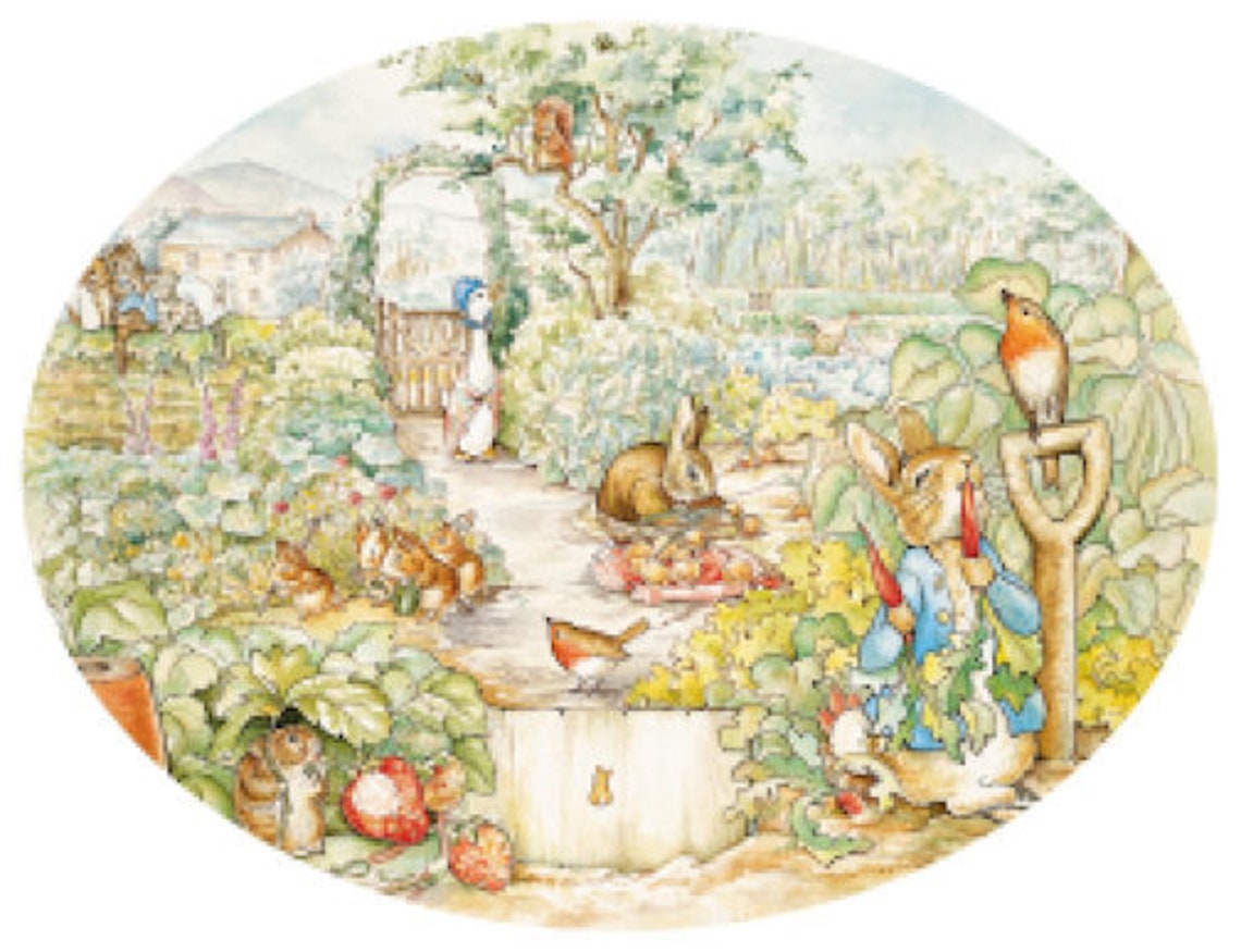Vintage Image Nursery Peter Rabbit Garden Bunnies Transfers Waterslide ...
