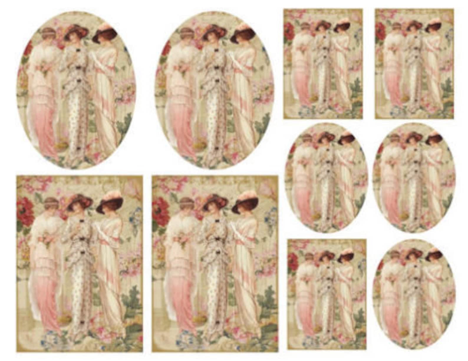Vintage Image Victorian Women Ladies in Fashion Furniture Transfers ...