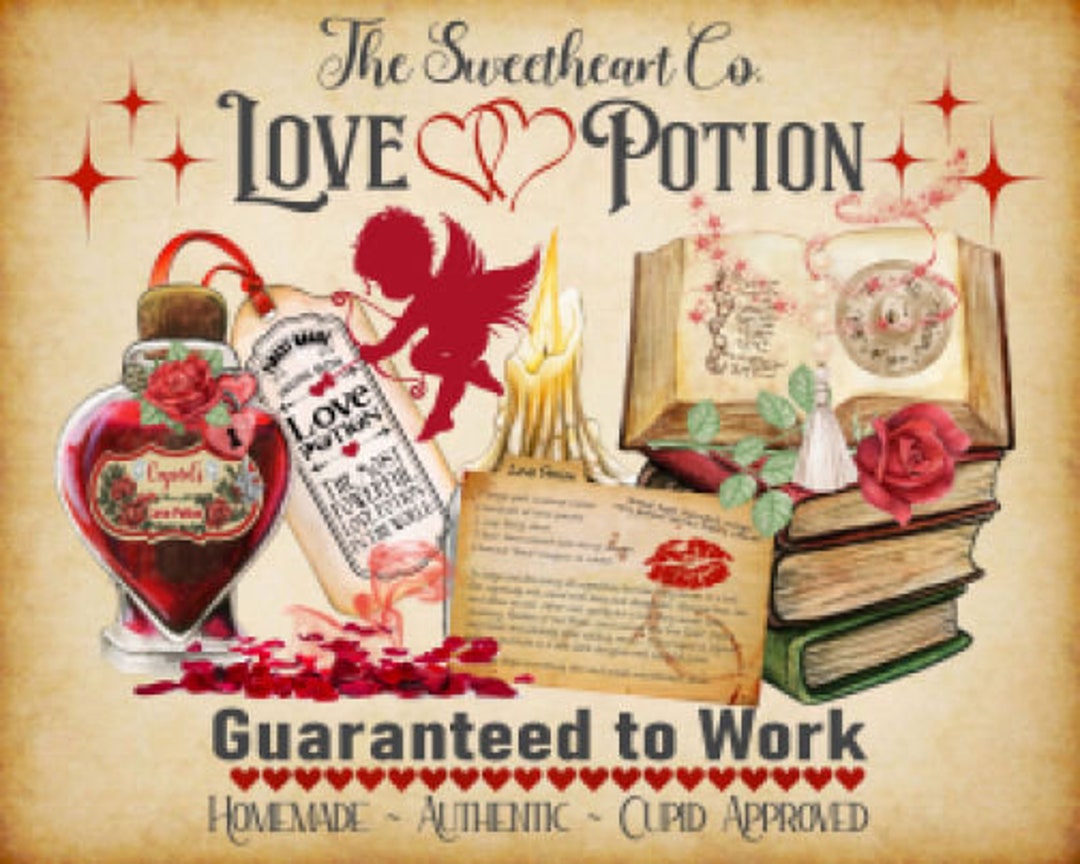 Vintage Grunge Gothic Valentine Cupid Love Potion, Apothecary, Spells ...