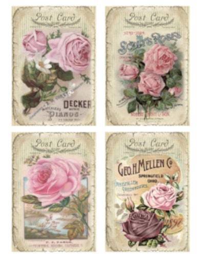 Vintage Image Shabby Victorian Rose Postcard Seed Catalog Labels ...