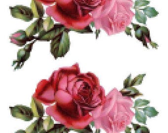 Vintage XL Pink Tea Rose Corner Swags Shabby Decals furniture - Etsy