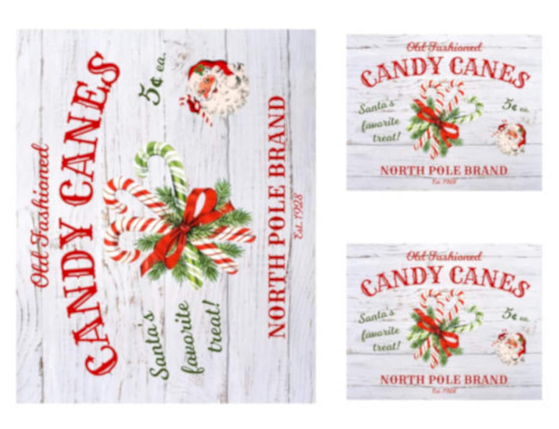 Vintage Image Grunge Retro Christmas Sign Candy Canes Labels - Etsy