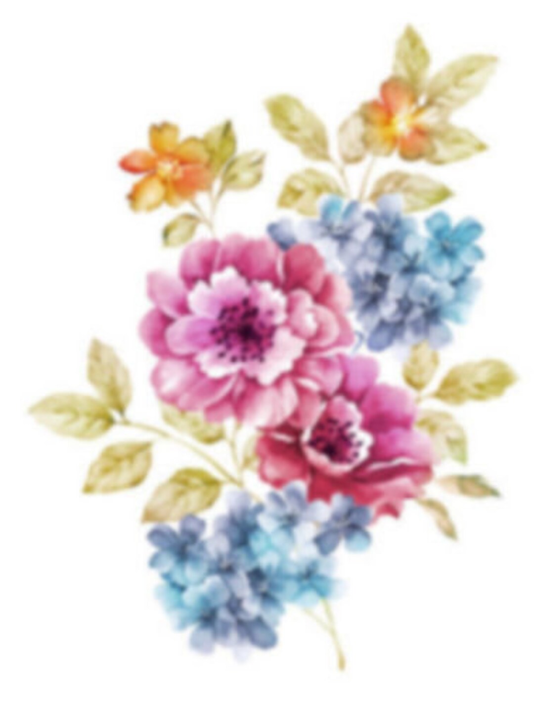 Shabby Soft Pastel Watercolor Bouquet Flowers Floral Furniture ...