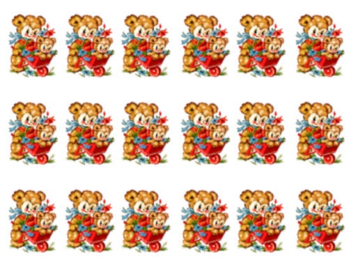 Vintage Image RARE Retro Bears Wheelbarrow Kid Transfers | Etsy