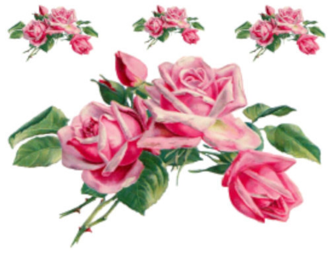 Vintage Image Shabby Victorian Pink Roses Transfers Waterslide Decals ...