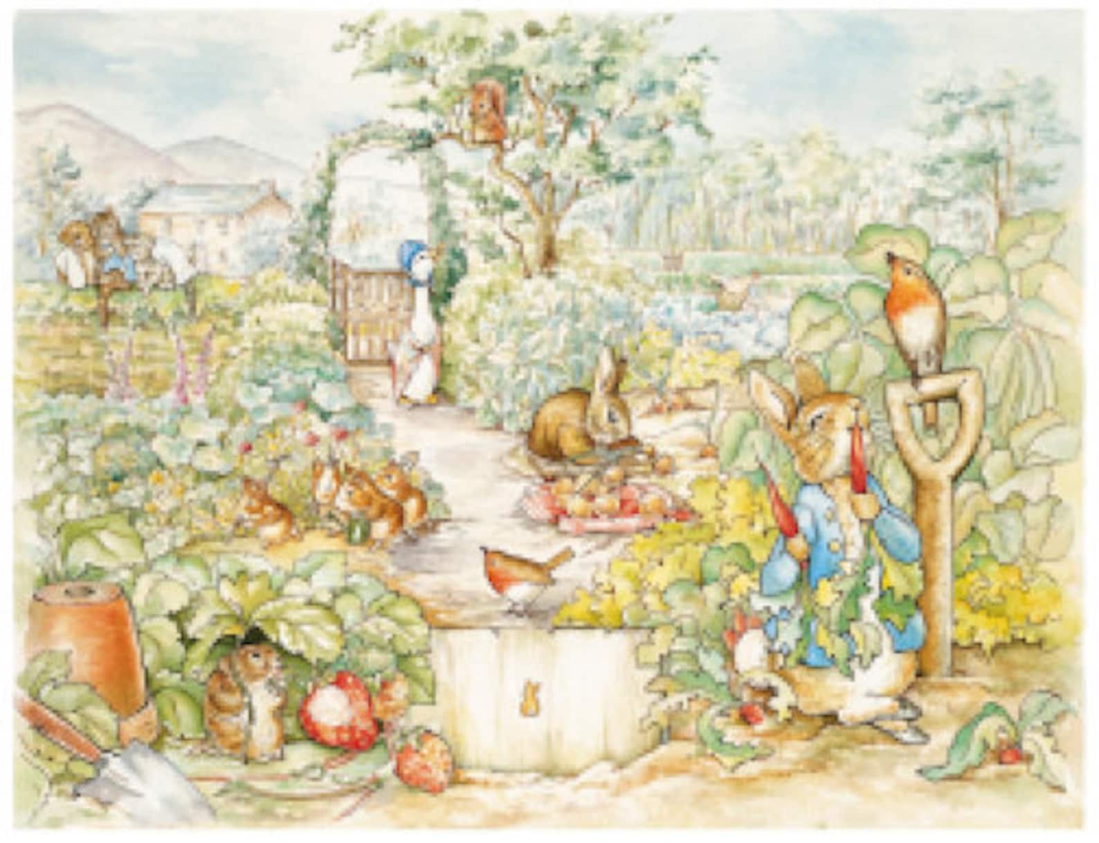 Vintage Image Nursery Peter Rabbit Garden Bunnies Transfers Waterslide ...