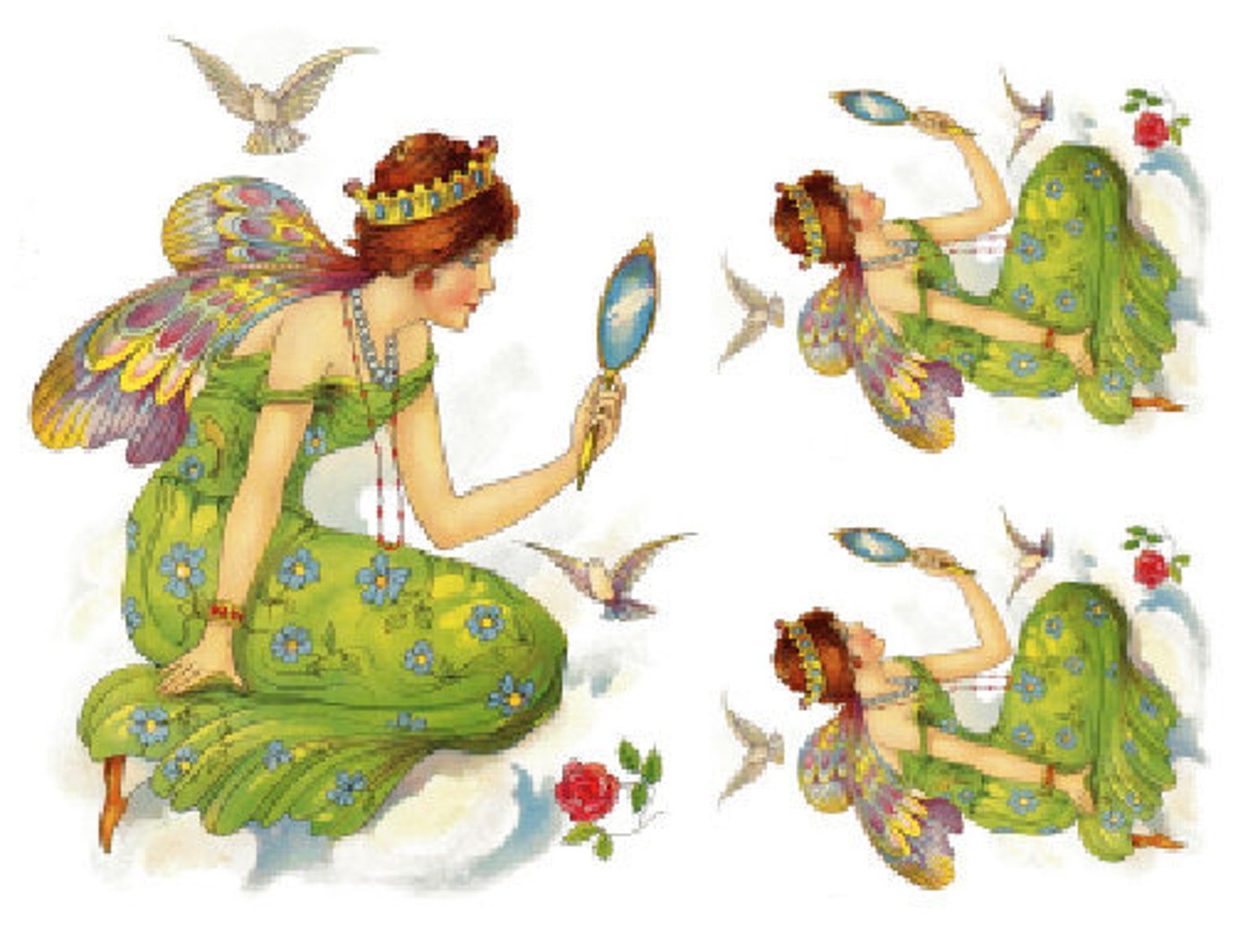 Vintage Image Art Deco Princess Fairy Furniture Transfers Waterslide ...