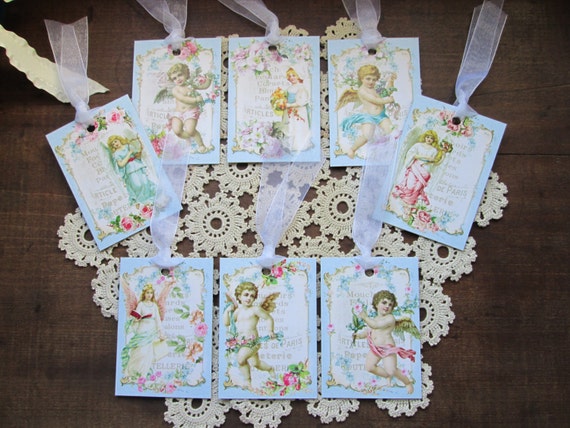 Handmade Shabby Victorian Vintage Angel Gift Tags Set of 8 - Etsy