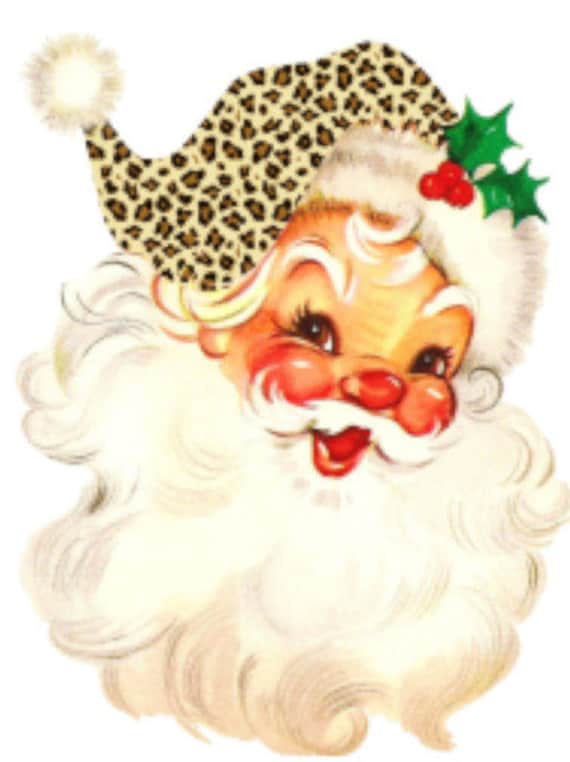 Vintage Image Shabby Retro Brown Leopard Cap Hat Santa - Etsy Canada
