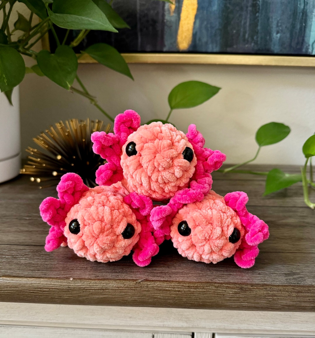 6-inch Axolotl Plush Toy, Soft Yarn and Polyester Fiberfill, Crochet ...