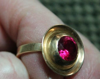 Synthetic ruby ring | Etsy