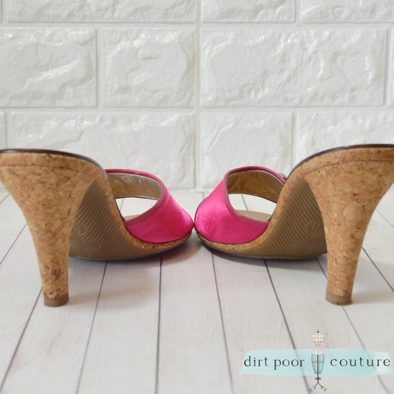 Hot Pink Open Toe Satin Heels - Etsy
