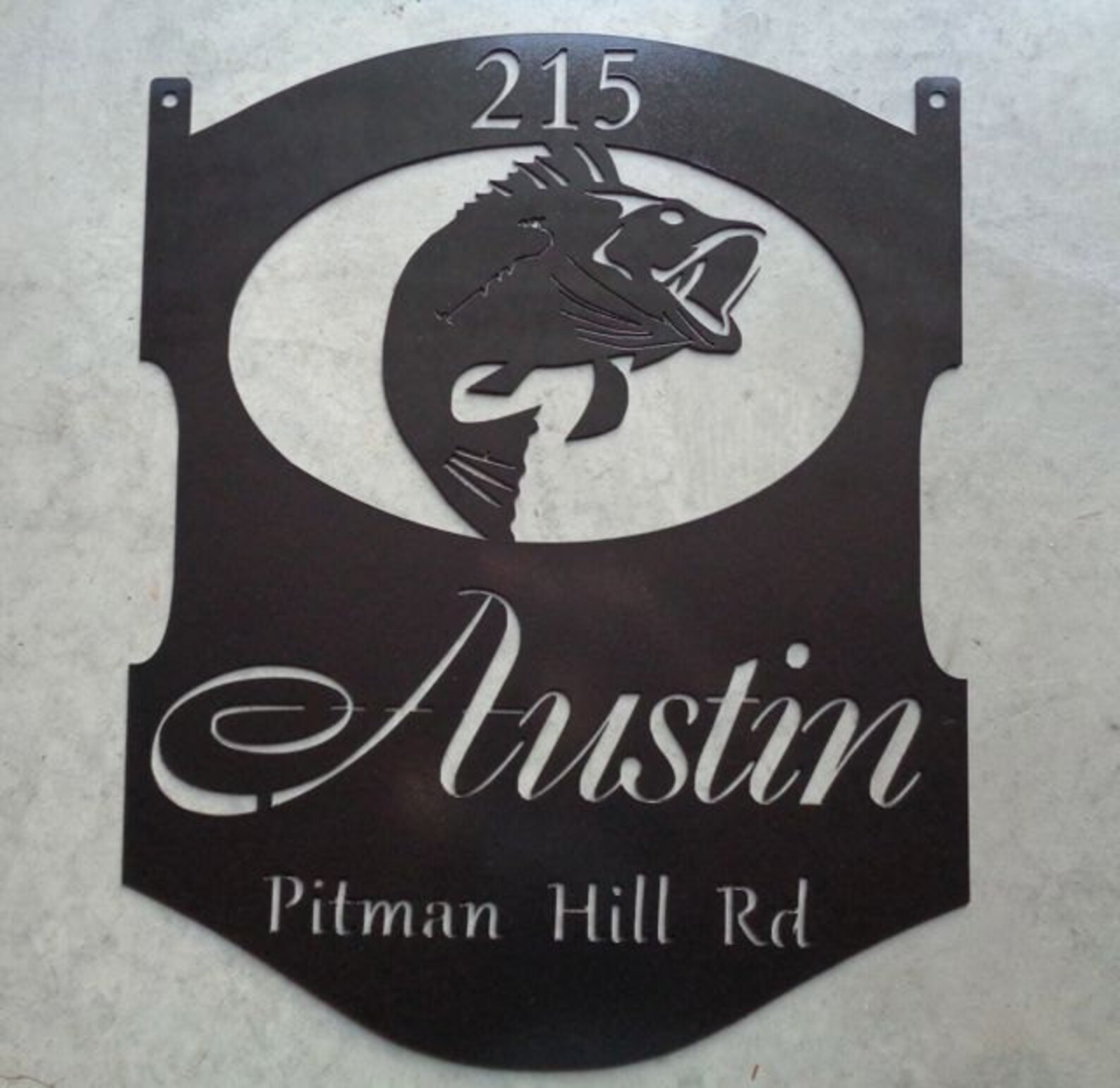 Metal Bass Sign With Wide Mouth Bass Fish - Etsy